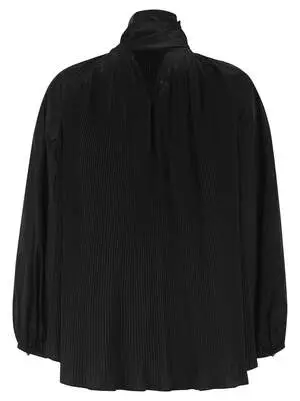 Max Mara Mxevalle Pleated Blouse With Neck Bow - Black