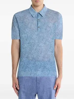 Etro Polo Shirt With Floral Pattern - Blue