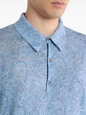 Etro Polo Shirt With Floral Pattern - Blue