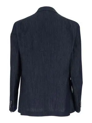 Tagliatore Blue Single-breasted Jacket In Denim For