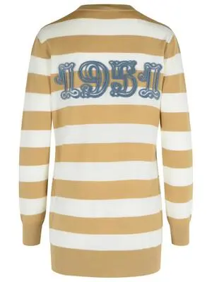 Max Mara Virgin Wool Striped Cardigan - Cream