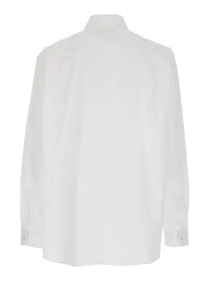 Gucci White Shirt With Classic Collar And Logo Detail On The Front In Cotton - Multicolor
