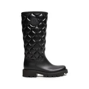 Moncler Quilted Logo Patch Boots - Black