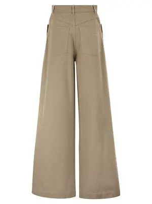 Max Mara Pure Cotton Palazzo Trousers - Cream