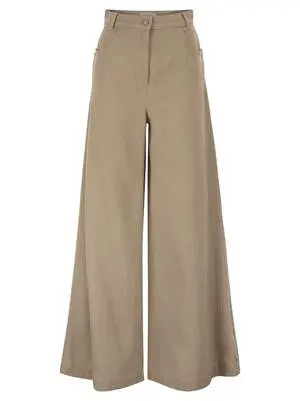 Max Mara Pure Cotton Palazzo Trousers - Cream