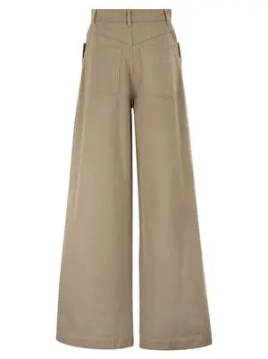 Max Mara Pure Cotton Palazzo Trousers - Cream