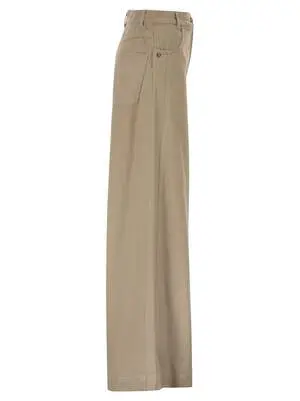 Max Mara Pure Cotton Palazzo Trousers - Cream