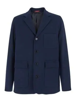 Gucci Blue Jacket With Notched Revers And Applied Pockets In Cotton For - Multicolor