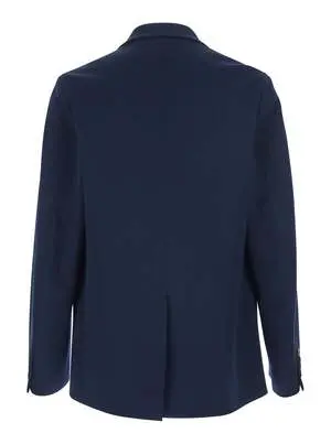 Gucci Blue Jacket With Notched Revers And Applied Pockets In Cotton For