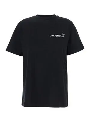 Coperni Cinderella' Black T-shirt With Logo Printed On The Front And Print On The Back In Cotton - Multicolor