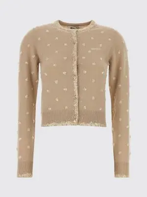 Miu Miu Cashmere Cardigan With Appliques - White