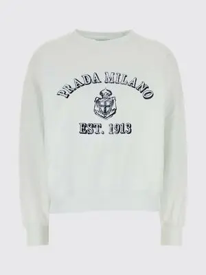 Prada Cotton Crewneck Sweatshirt With Logo - White