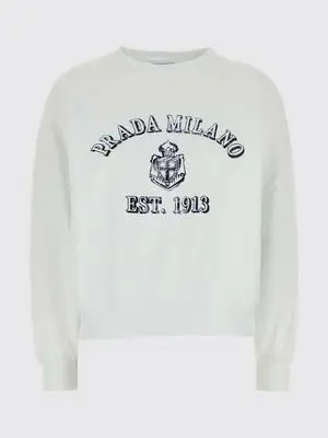 Prada Cotton Crewneck Sweatshirt With Logo - White