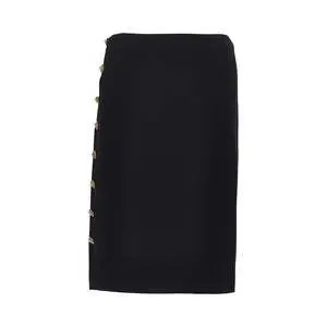 Versace Stretch Viscose Skirt With Medusa Buttons - Black