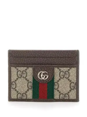 Gucci Card Holder 'ophidia' With Web Detail In Beige Leather For - Multicolor