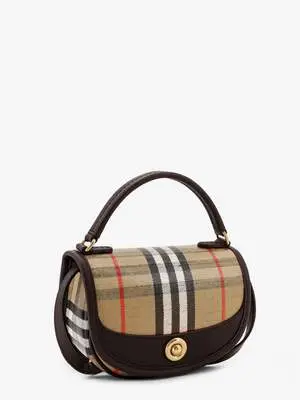 Burberry Highlands Crossbody Bag With Iconic Check Pattern - Cream