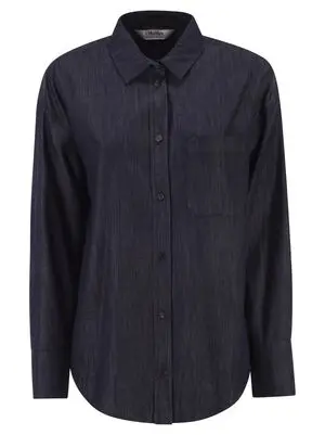 Max Mara Lightweight Denim Shirt With Jewelled Detail - Multicolor