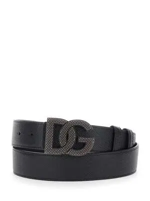 Dolce & Gabbana Black Leather Belt With Logo Buckle For - Multicolor