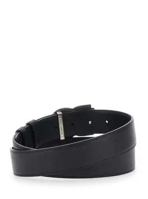 Dolce & Gabbana Black Leather Belt With Logo Buckle For