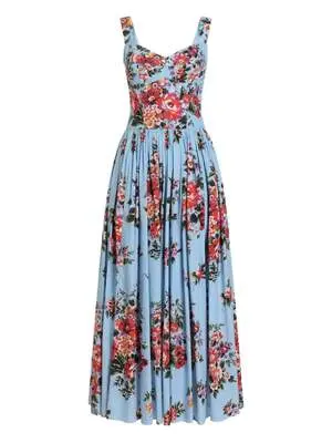 Dolce & Gabbana Long Floral Dress - Blue