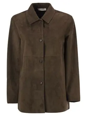 Max Mara Smmgocce Suede Shirt With Silk Lining - Brown