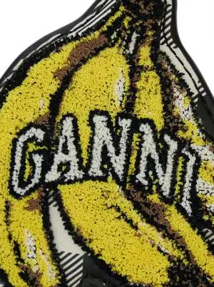 GANNI Banana Shaped Keyring With Logo Lettering On The Front In Leather And Tech Fabric - Multicolor
