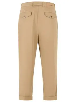 AMI Paris Cotton Carrot Trousers - Cream