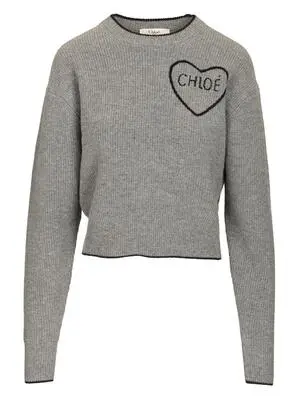 Chloé Chloe' Women Cropped Fitted Shirt With Logo Gray