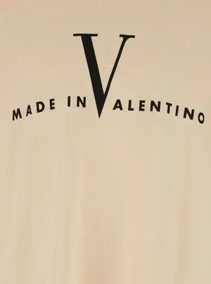 Valentino Garavani T-shirt Beige With Logo Print On The Front In Cotton For - Cream