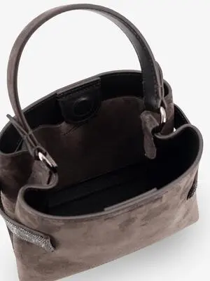 Brunello Cucinelli Suede Crossbody Bag With Monili Detail - Multicolor