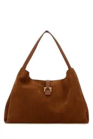 FERRAGAMO Caramel Suede Shopping Bag - Brown