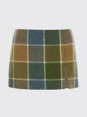 Miu Miu Check Virgin Wool Mini Skirt - Brown