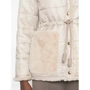 Moncler Neutrals Jackets Faux Fur & Shearling Jackets