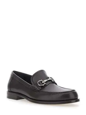 FERRAGAMO Gancini Leather Loafers - Brown
