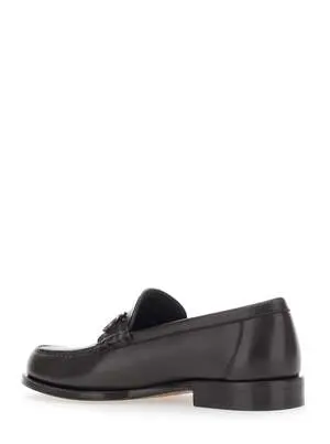 FERRAGAMO Gancini Leather Loafers - Brown