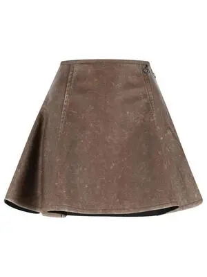 DIESEL® Erina' Faux Leather Miniskirt - Brown