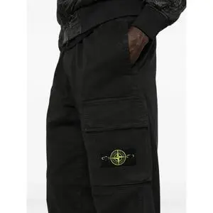 Stone Island Straight-leg Cargo Trousers - Black