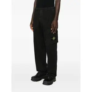 Stone Island Straight-leg Cargo Trousers - Black
