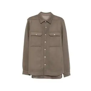 Rick Owens Virgin Wool Spread Collar Shirt Jacket - Gray