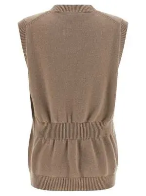 Fendi Cashmere V-neck Vest - Cream