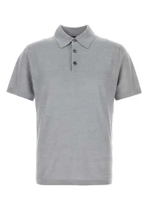 Brioni Melange Grey Cashmere Blend Polo Shirt - Gray