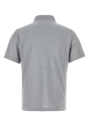 Brioni Melange Grey Cashmere Blend Polo Shirt