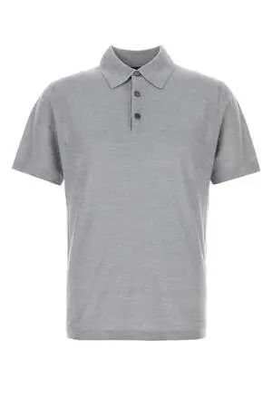 Brioni Brioni Men Melange Grey Cashmere Blend Polo Shirt Gray