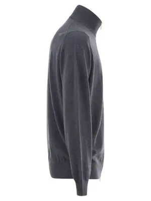 Brunello Cucinelli High-necked Cashmere Cardigan With Zip