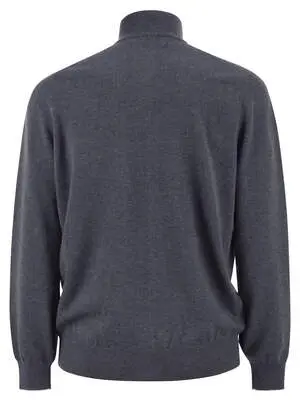 Brunello Cucinelli High-necked Cashmere Cardigan With Zip - Multicolor