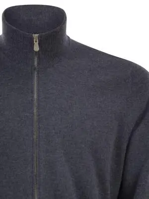 Brunello Cucinelli High-necked Cashmere Cardigan With Zip - Multicolor