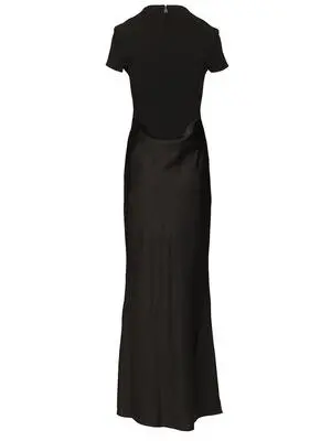 ROTATE BY BIRGER CHRISTENSEN Long Dress With Short Sleeves And Drape - Black