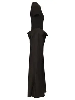 ROTATE BY BIRGER CHRISTENSEN Long Dress With Short Sleeves And Drape - Black