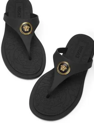 Versace Alia Flat Sandals - Black
