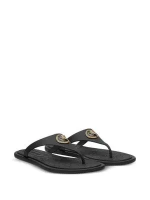 Versace Alia Flat Sandals - Black